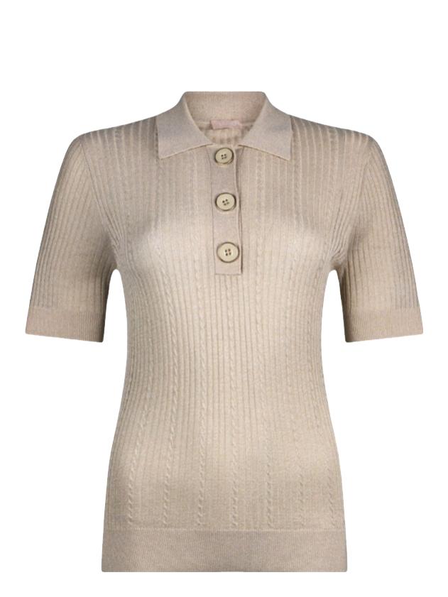 LIU JO Liu Jo Ribbed Knit Polo Top with Decorative Buttons